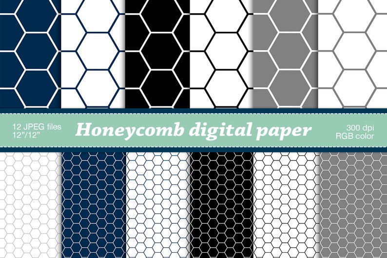 Honeycomb Digital Paper Honeycomb Pattern Hexagonal Digital - Etsy
