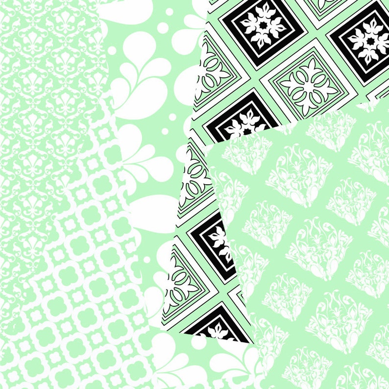 Mint Damask Digital Paper Digital Scrapbook Paper Digital | Etsy
