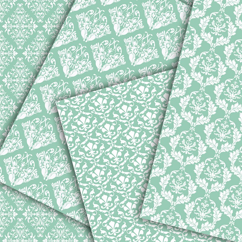 INSTANT DOWNLOAD Grayed Jade Digital Papers Digital | Etsy