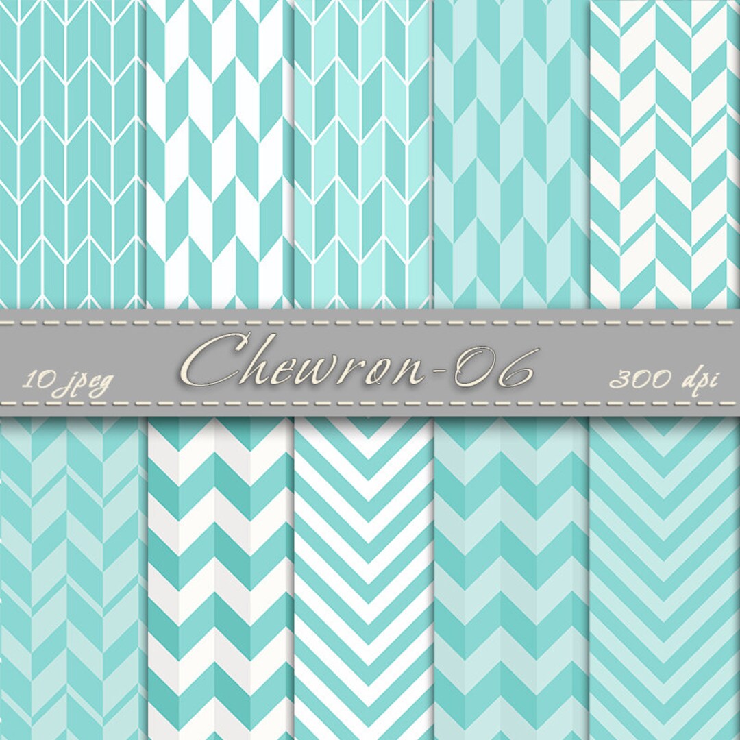 INSTANT DOWNLOAD - Chevron Scrapbooking Paper, Aquamarine Digital Paper ...
