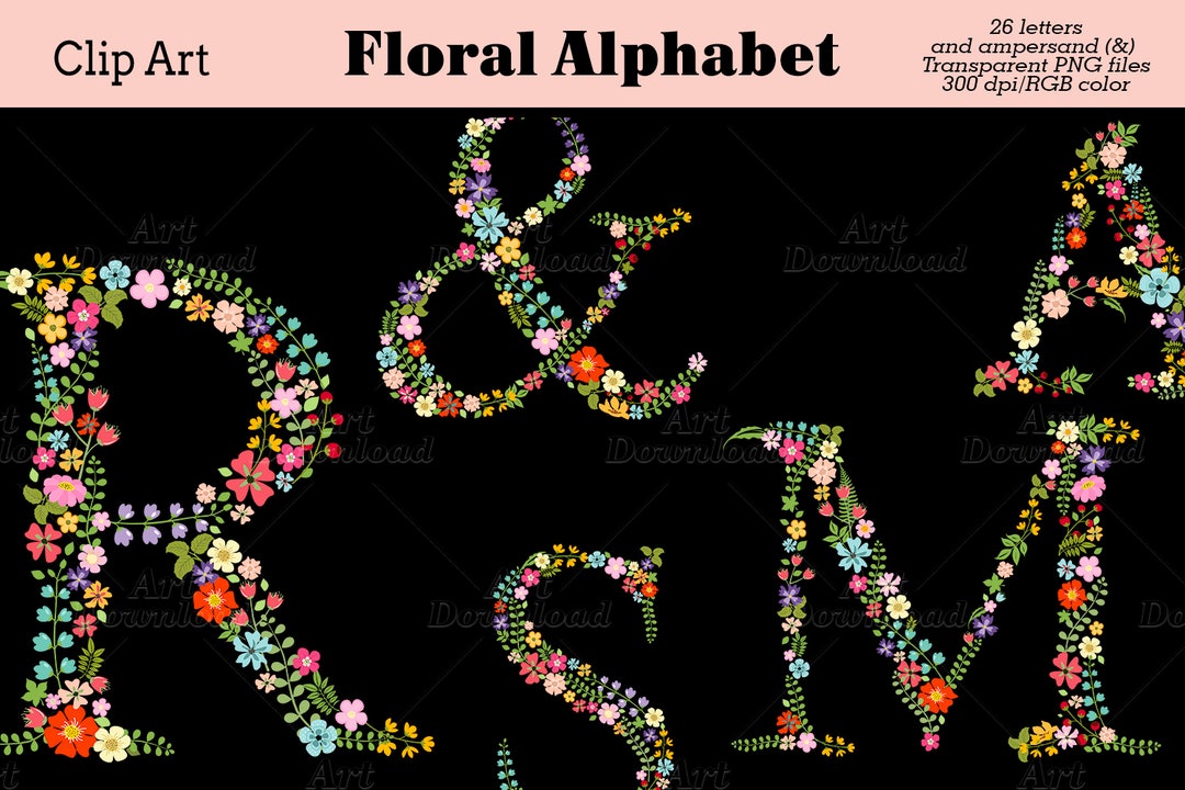 Floral Alphabeth - Clip Art Floral Letters, Floral Monogram Letter ...