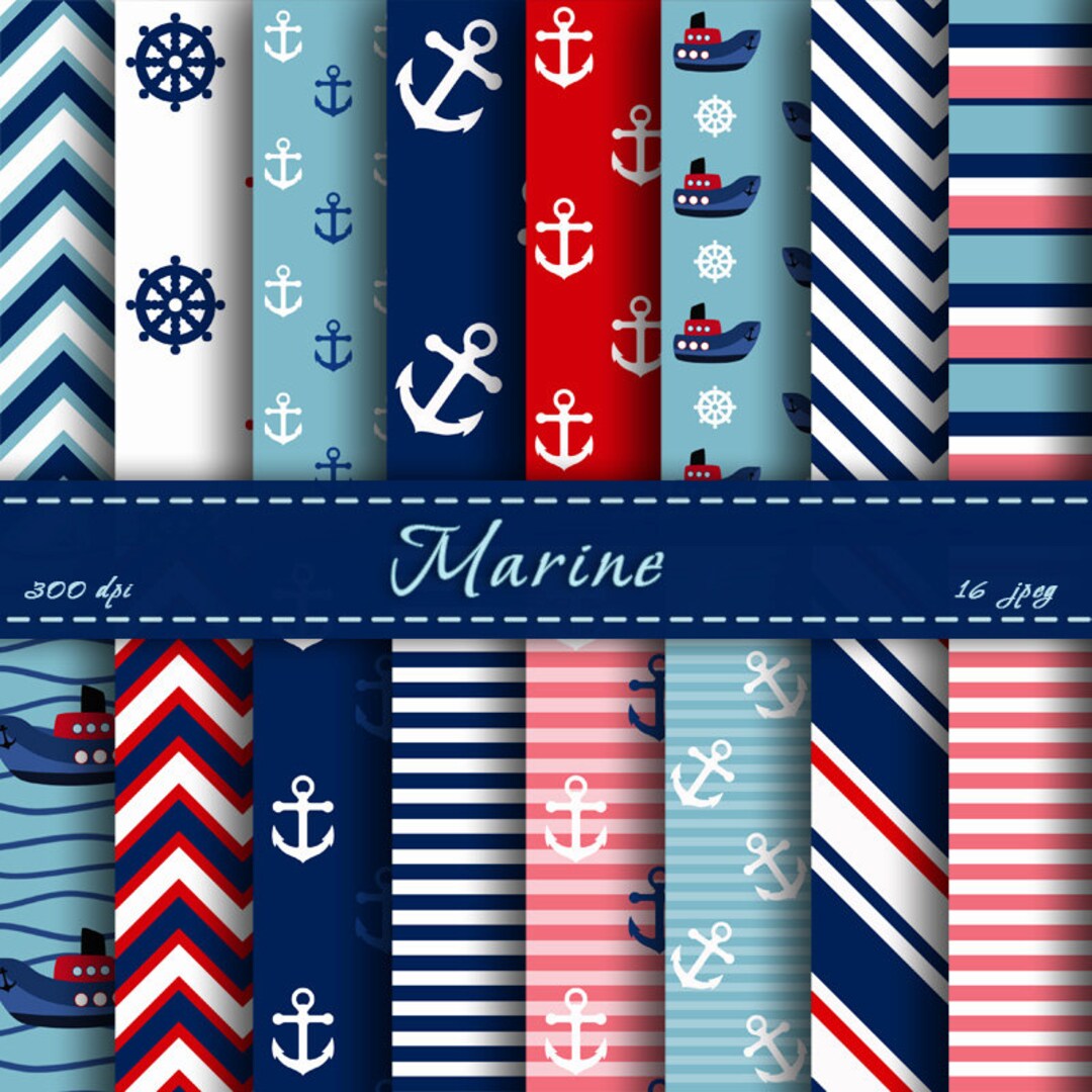 INSTANT DOWNLOAD - Nautical Digital Paper - Scrapbooking Papers ...