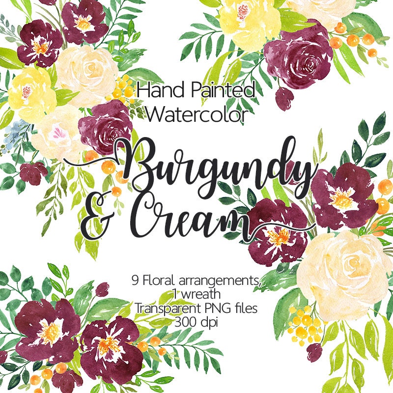 Watercolor Flower Digital Clip Art Watercolor Bouquet | Etsy