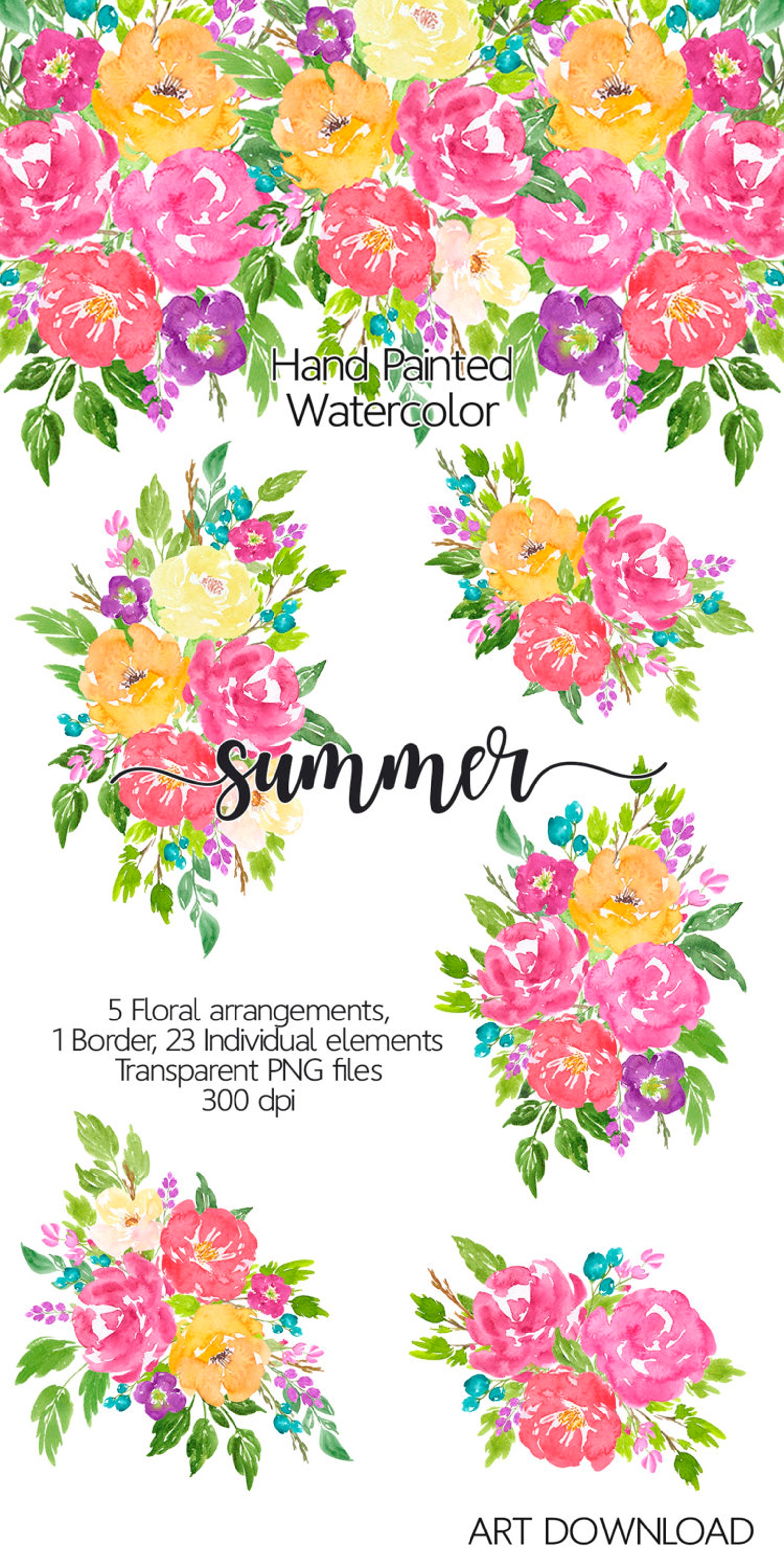 Watercolor Flower Clipart Watercolor Flowers, Floral Clipart, Floral ...
