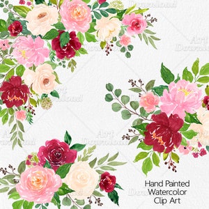 Watercolor Flower Clipart, Wedding Flowers Clipart, Peony Rose Spring ...