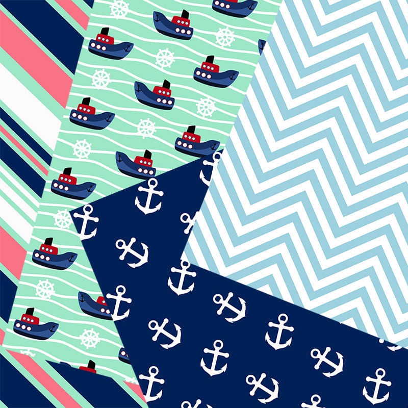 Nautical Scrapbooking Paper Digital Papers Pack Digital - Etsy