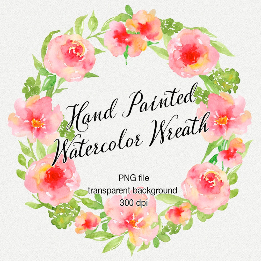 Floral Wreath Clipart - Watercolor Flower Wreath, Hand Painted Wreath ...