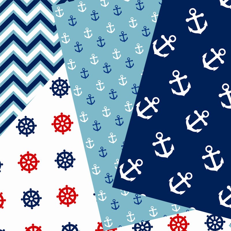 INSTANT DOWNLOAD Nautical Digital Paper Scrapbooking - Etsy