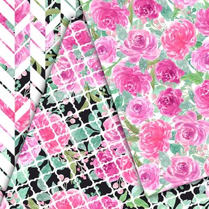 Watercolor Digital Paper - Floral Digital Paper, Digital Paper Pack ...
