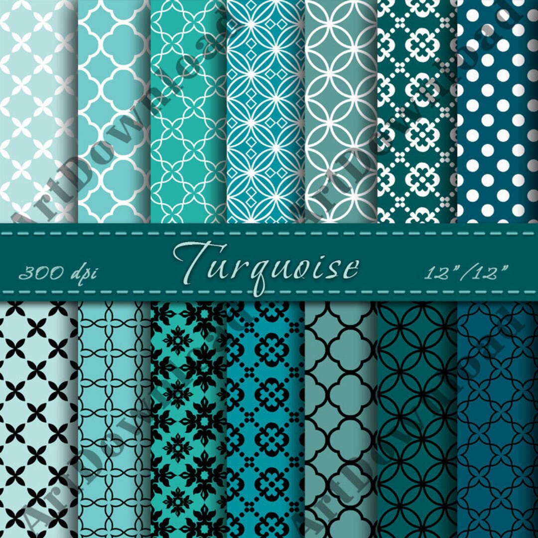 Turquoise Digital Paper - Digital Scrapbooking, Digital Scrapbook Paper ...