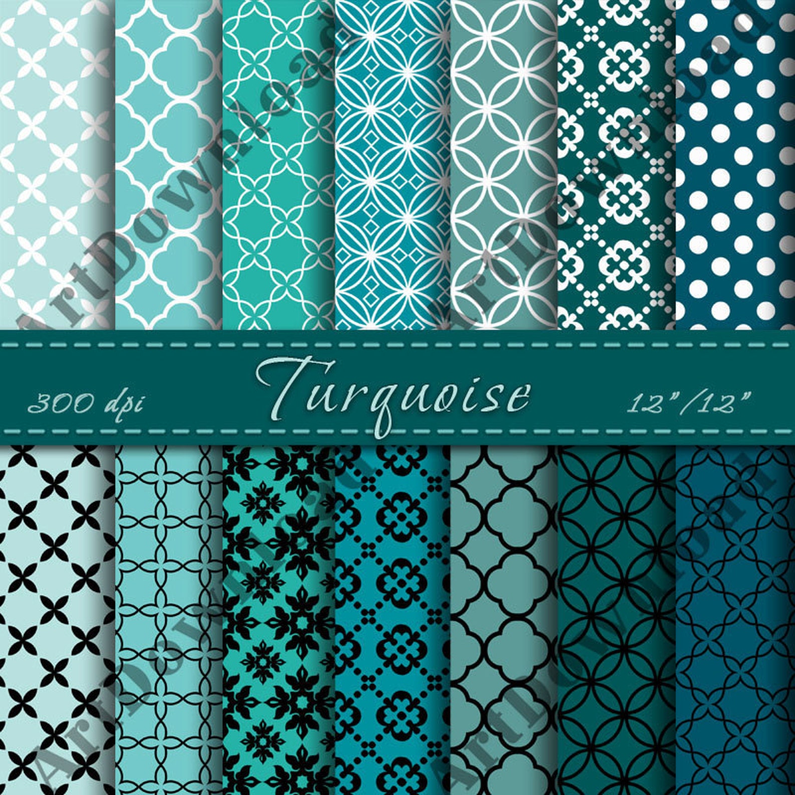 Turquoise Digital Paper Digital Scrapbooking Digital - Etsy