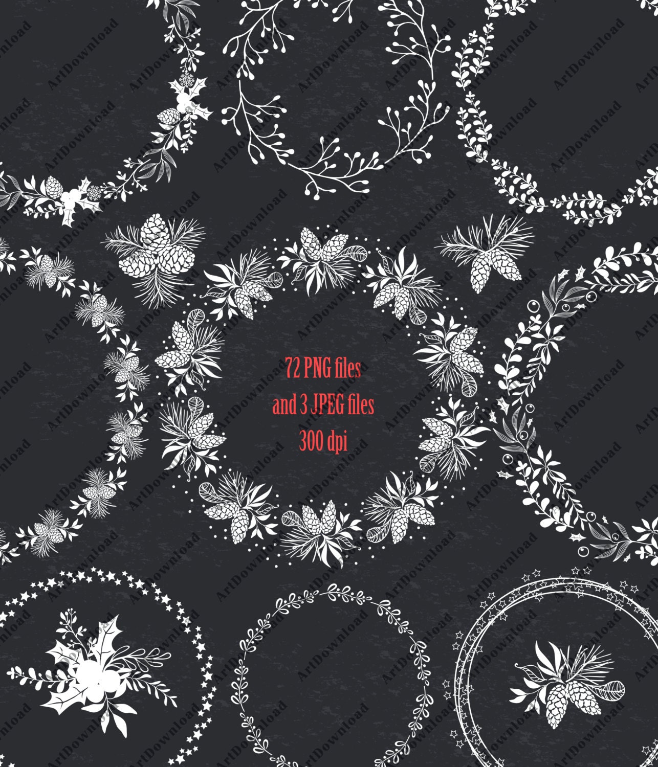 Graphic Christmas Pack Christmas Clipart Winter Digital Clip - Etsy