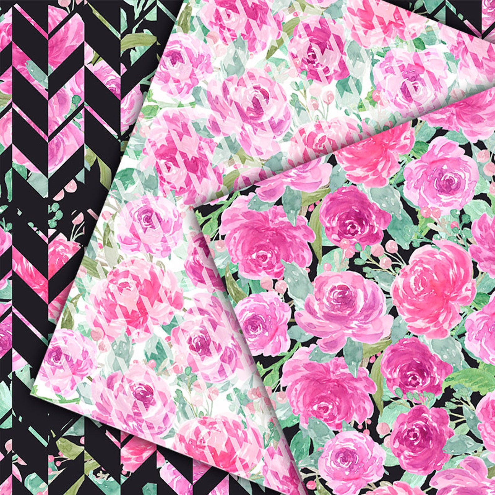 Watercolor Digital Paper Floral Digital Paper Digital Paper - Etsy