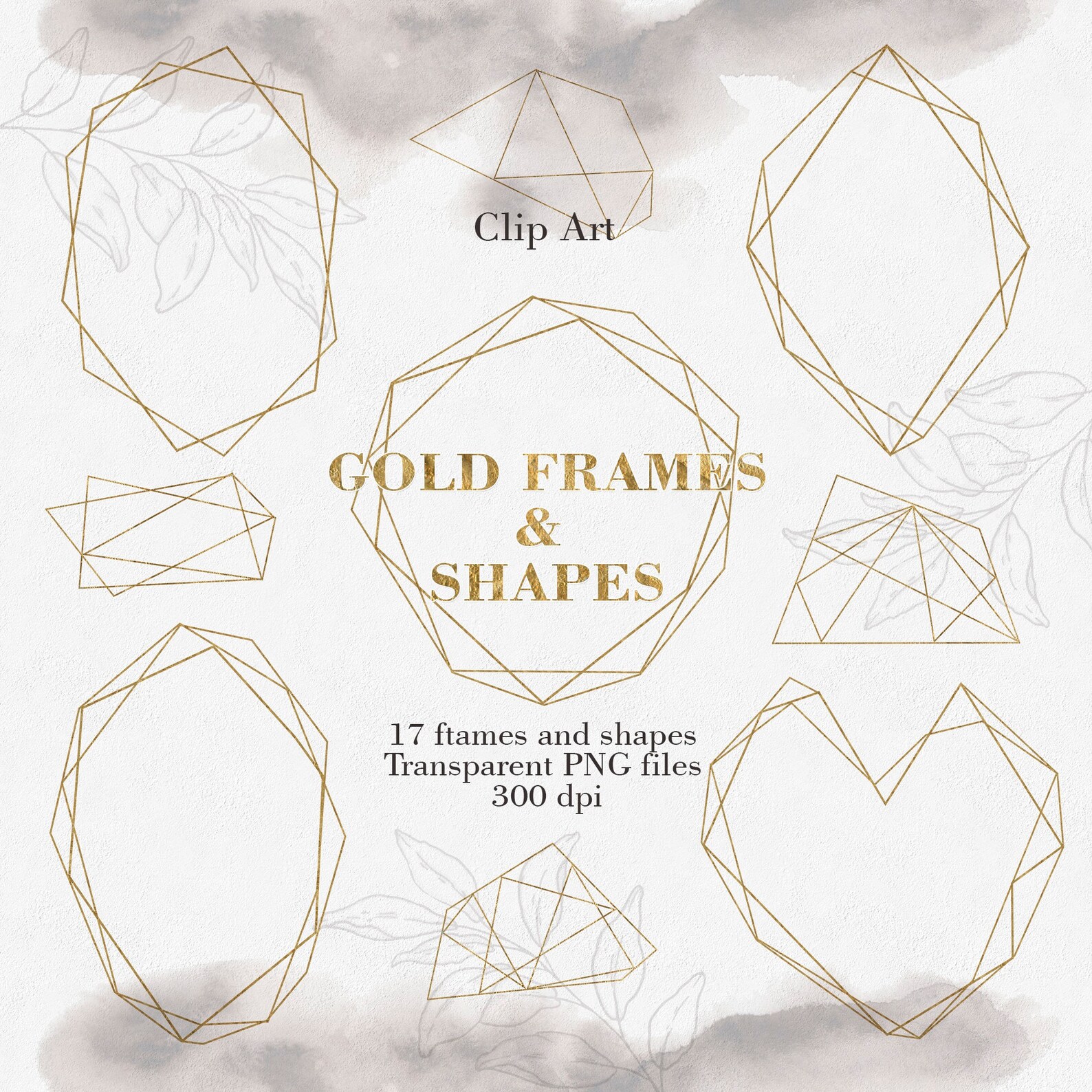 Gold Frames and Shapes Geometric Frame Digital Gold Frames | Etsy