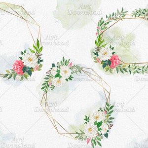 Floral Golden Frames Clipart, Polygonal Digital Gold Frame, Printable ...