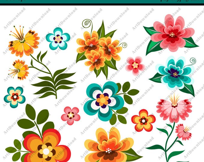 INSTANT DOWNLOAD Digital Clip Art Flowers Clip Art Flowers, Digital ...