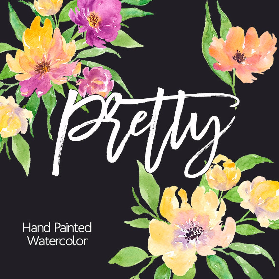 Watercolor Floral Clipart - Hand Painted Floral Clipart, Watercolor ...