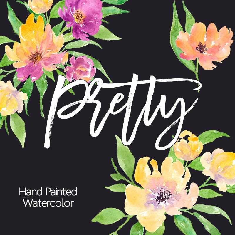 Watercolor Floral Clipart Hand Painted Floral Clipart - Etsy