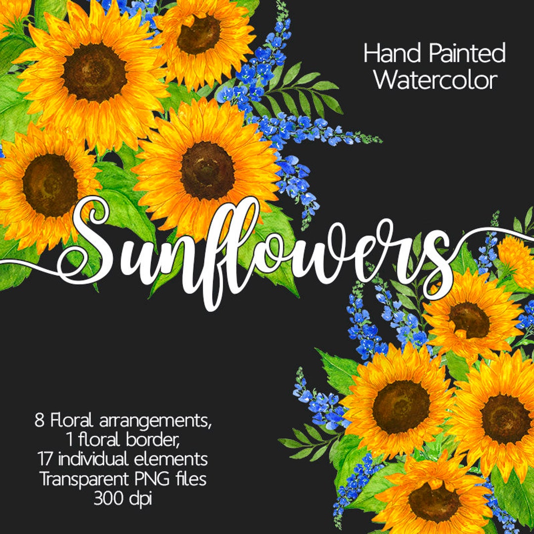 Sunflowers Clip Art - Watercolour Flower Clip Art, Watercolor Sunflower ...