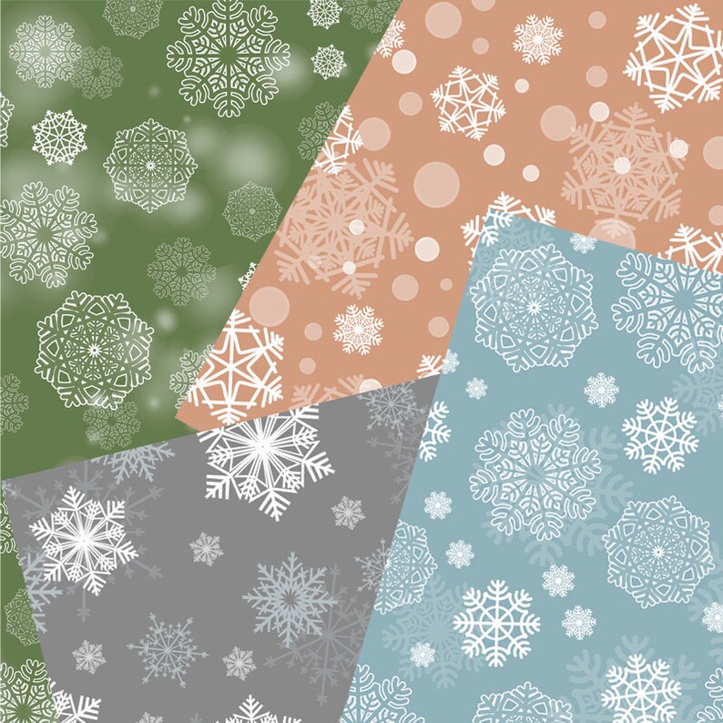 Snowflakes Digital Paper - Digital Scrapbooking Paper Pack, Printable ...