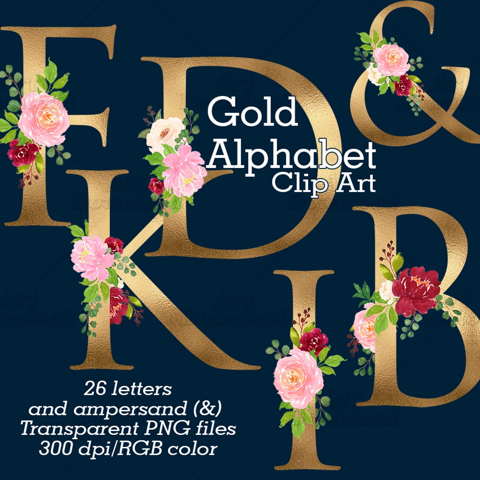 Gold Alphabet Gold Foil Alphabet Clip Art Wedding Alphabet - Etsy
