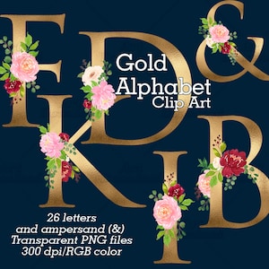 Gold Alphabet, Gold Foil Alphabet Clip Art, Wedding Alphabet, Digital ...