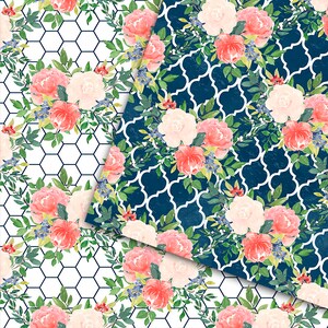 Watercolor Digital Paper, Floral Digital Paper, Peony and Rose Flower ...