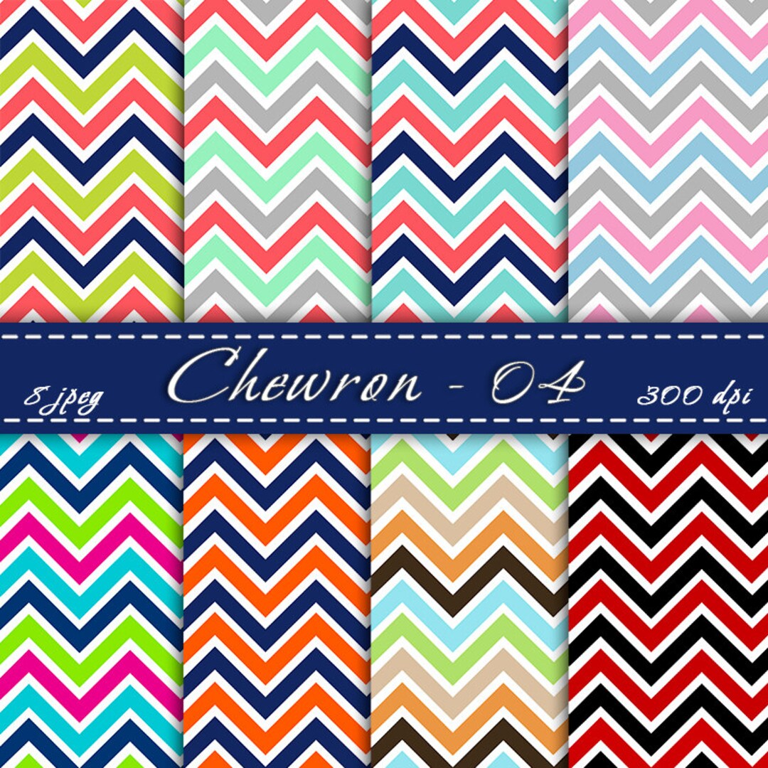INSTANT DOWNLOAD Multicolored Chevron, Zig Zag Digital Paper, Chevron ...