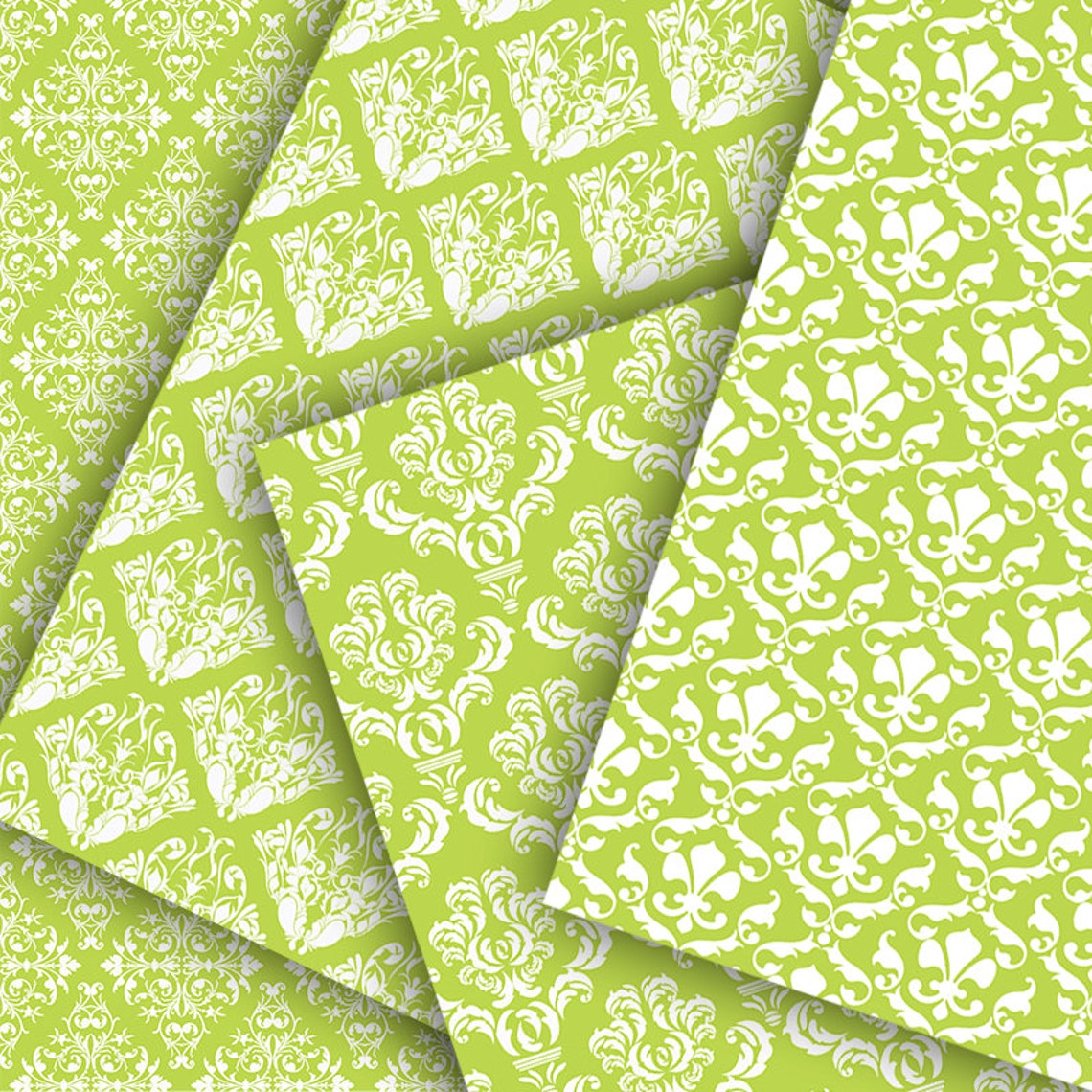INSTANT DOWNLOAD - Lime Green Digital Paper, Digital Scrapbook Paper ...