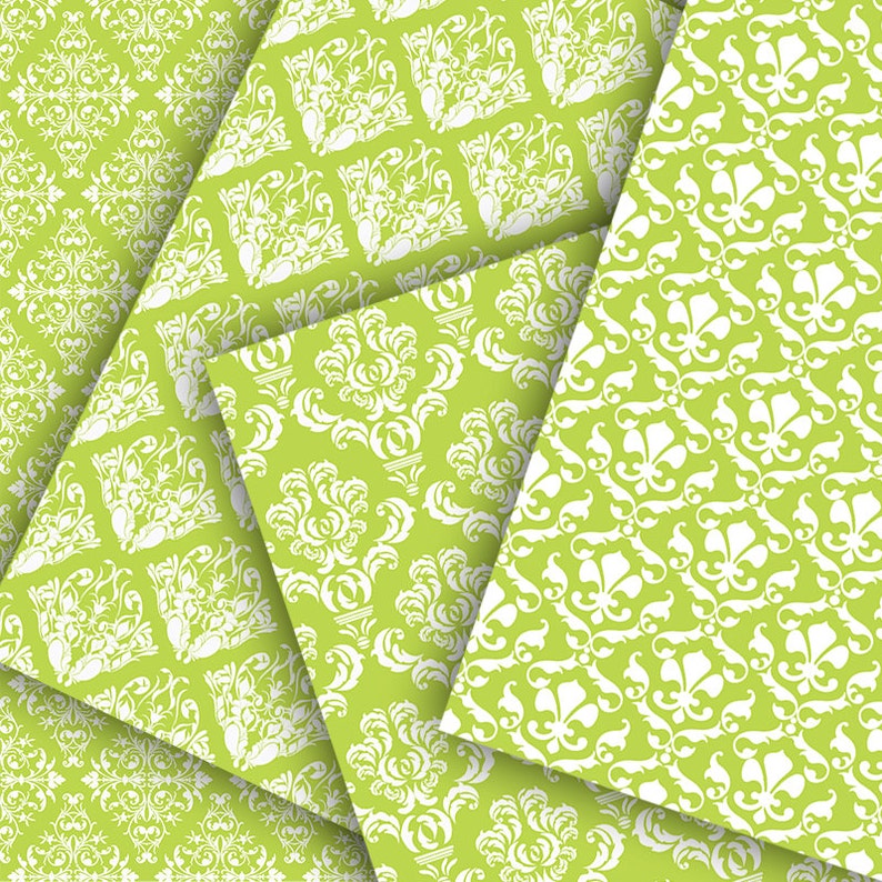 INSTANT DOWNLOAD - Lime Green Digital Paper, Digital Scrapbook Paper ...