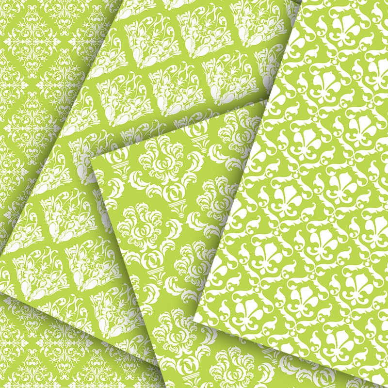 INSTANT DOWNLOAD Lime Green Digital Paper Digital Scrapbook | Etsy