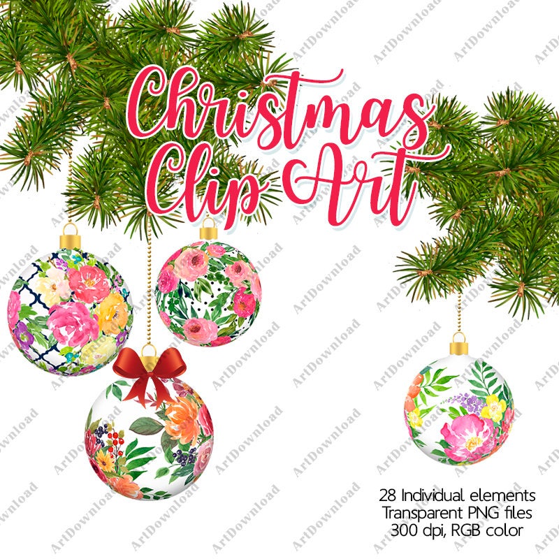 Christmas Clip Art Christmas Ornaments Holiday Clipart - Etsy