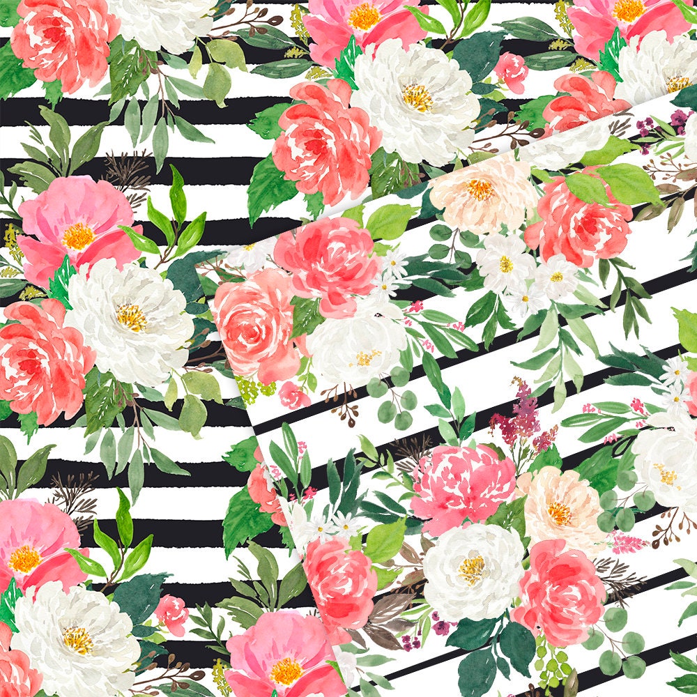 Floral Digital Paper Pack Watercolor Digital Paper Romantic | Etsy