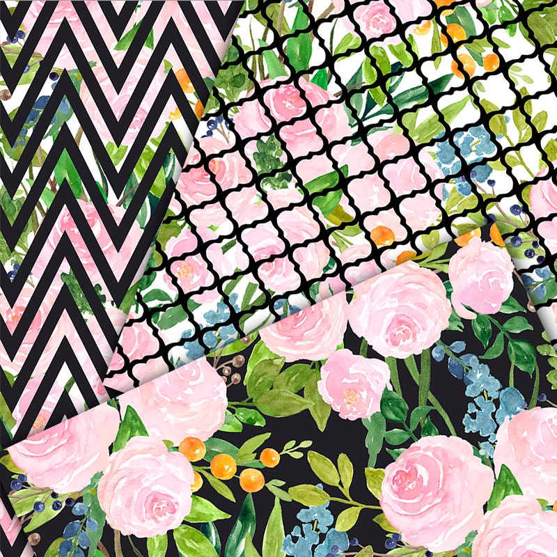 Watercolor Flowers Digital Paper Rose Digital Paper Summer - Etsy