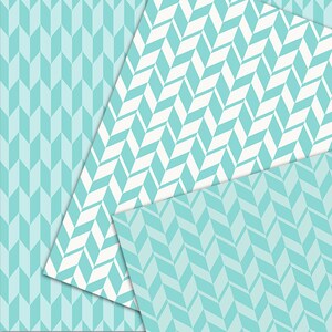 INSTANT DOWNLOAD - Chevron Scrapbooking Paper, Aquamarine Digital Paper ...