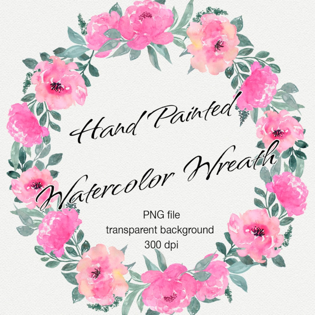 Watercolor Floral Wreath - Digital Wreath, Hand Painted Wreath, Peonies ...