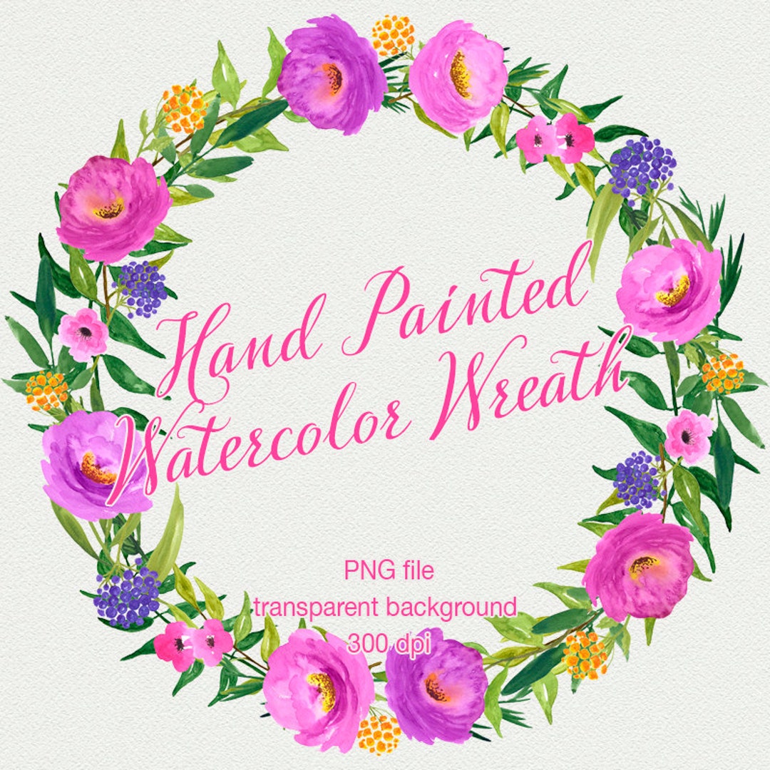Watercolor Floral Wreath Clipart - Scrapbooking Clip Art, Floral ...