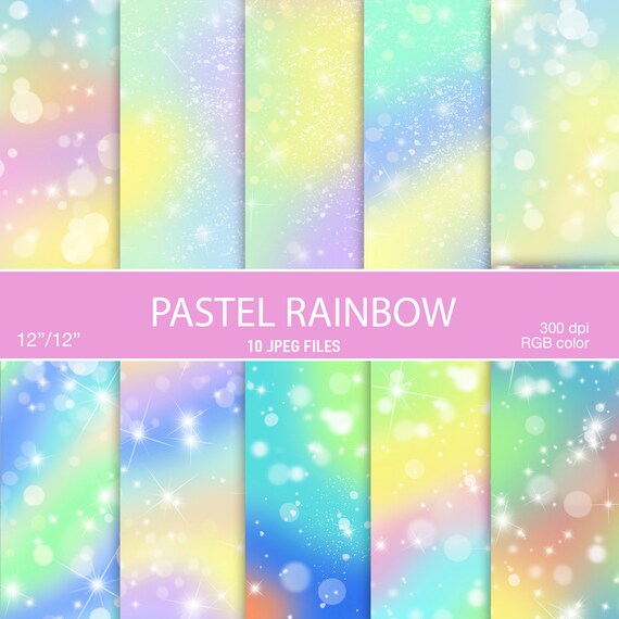 Pastel Rainbow Digital Paper Galaxy Holographic Background - Etsy