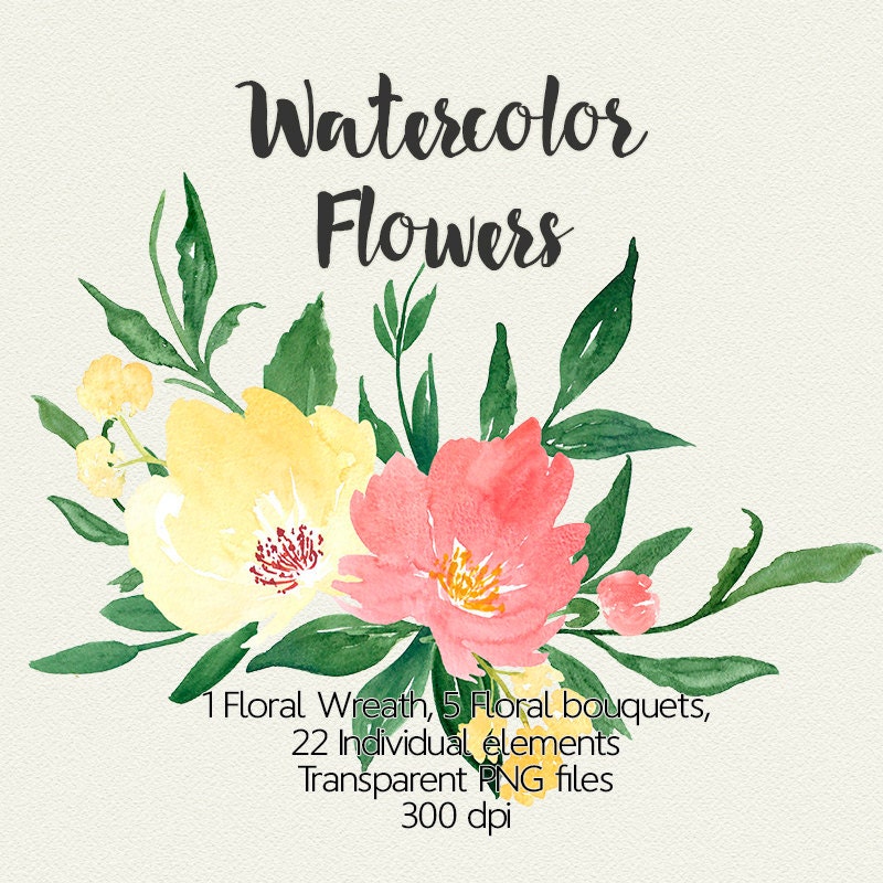 Watercolor Flower Clipart Hand Painted Floral Clip Art | Etsy