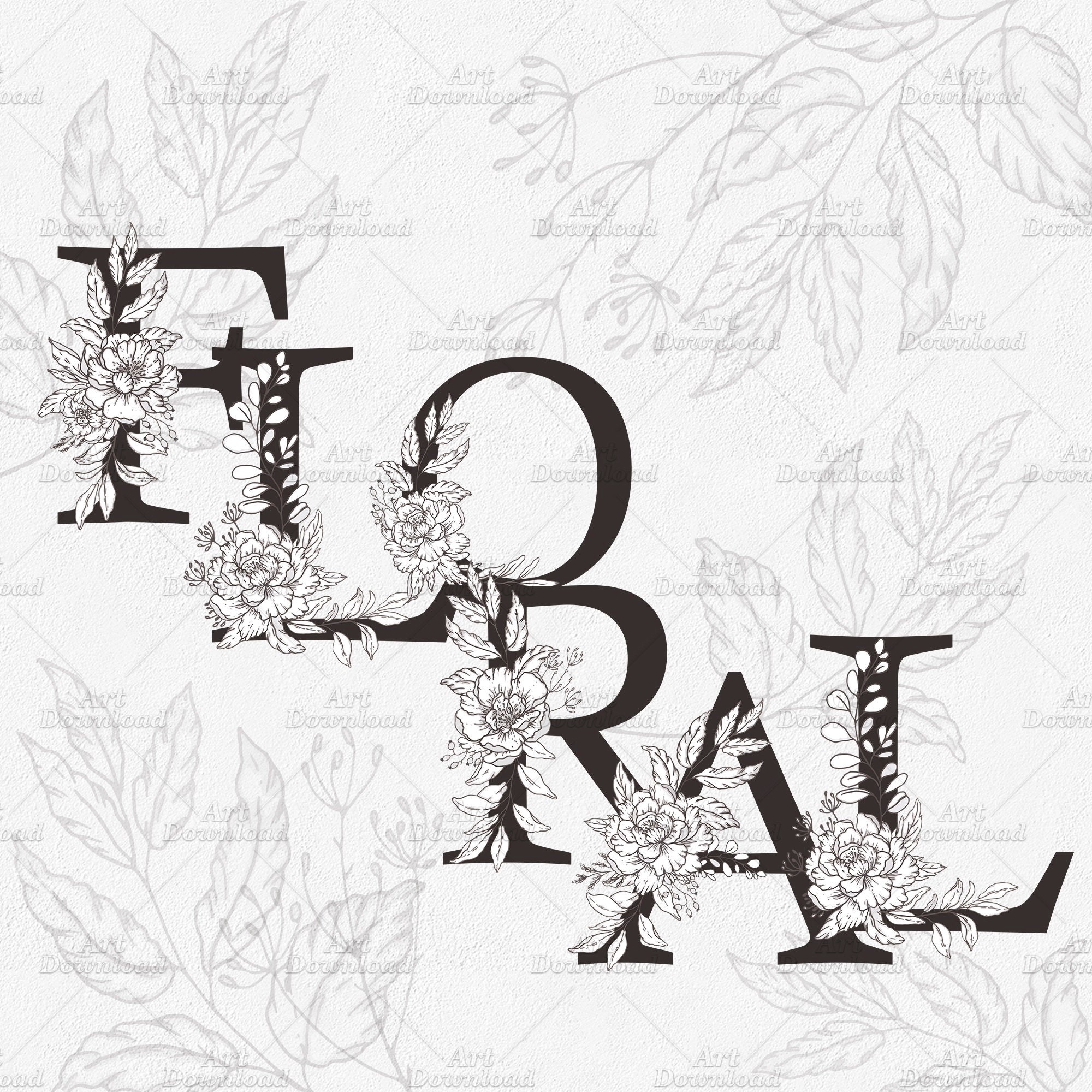 Modern Floral Alphabet Floral Letters Wedding Alphabet - Etsy