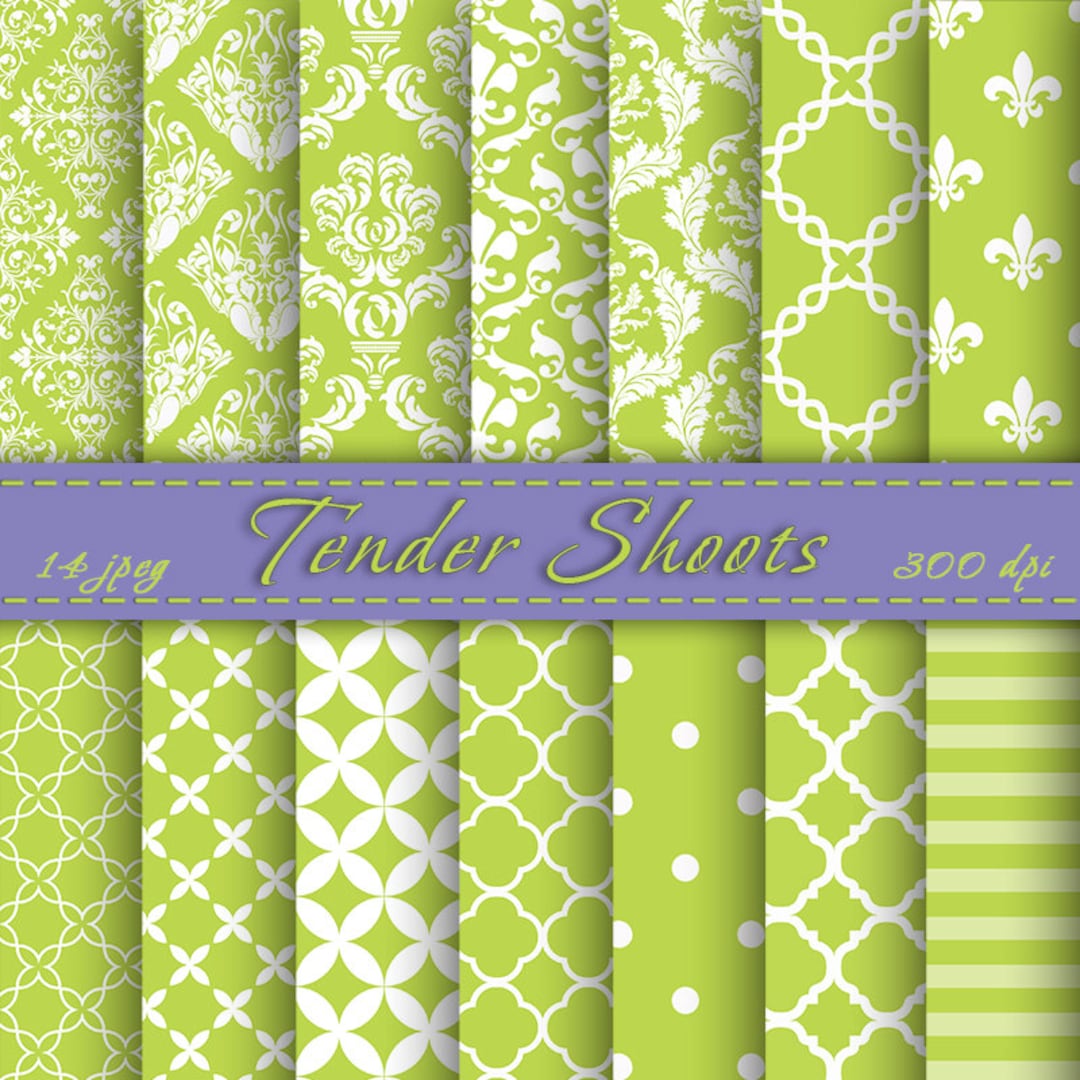 INSTANT DOWNLOAD - Lime Green Digital Paper, Digital Scrapbook Paper ...