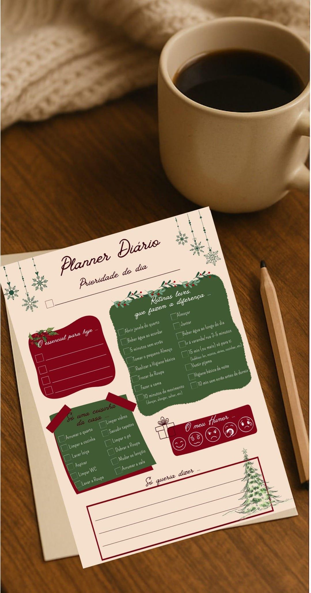 Editable Daily Planner PDF - Christmas Vibes - Light Routines, Tasks ...