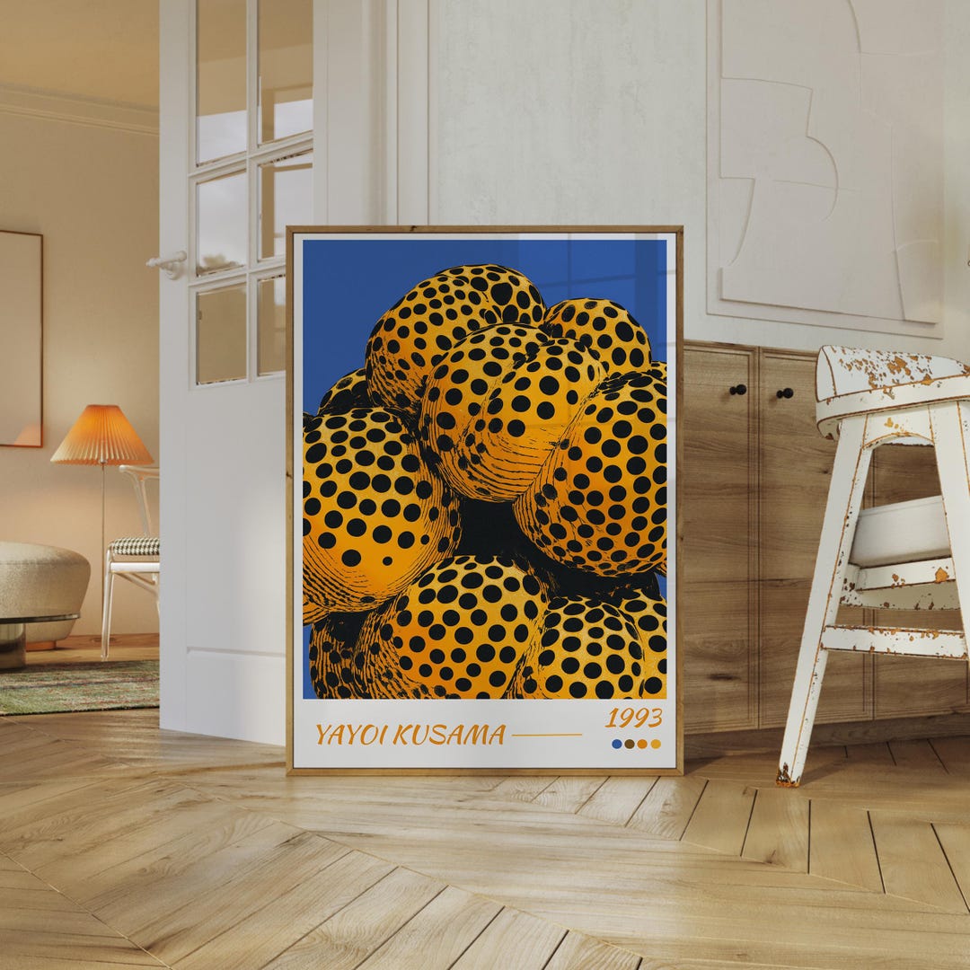 Yayoi Kusama Polka Dot Pop Art Print, Yellow and Blue (digital Download ...