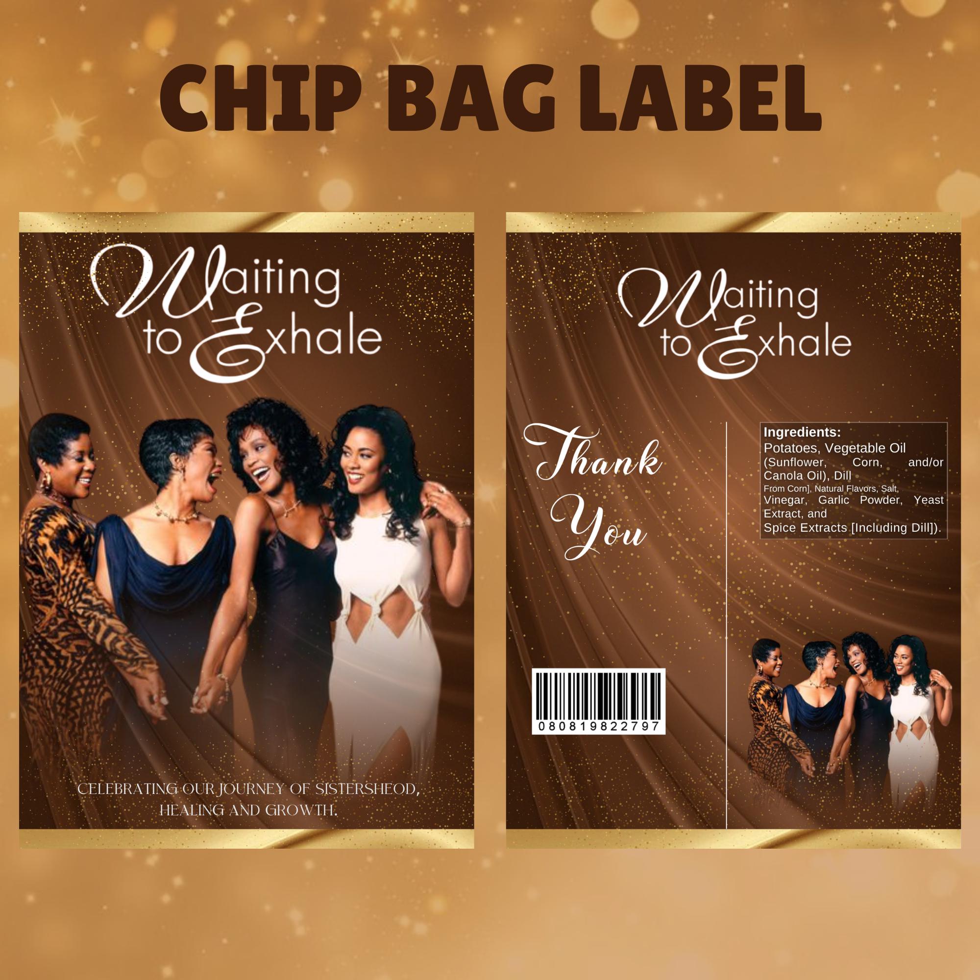 Waiting to Exhale Party Favor Labels | Chip Bag, Water Bottle, Candy ...