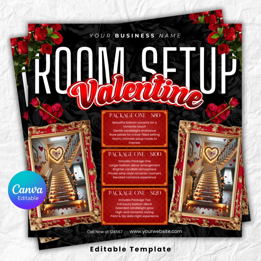 Valentine's Day Room Setup Flyer, Event Booking Flyer, Valentine Rooms ...