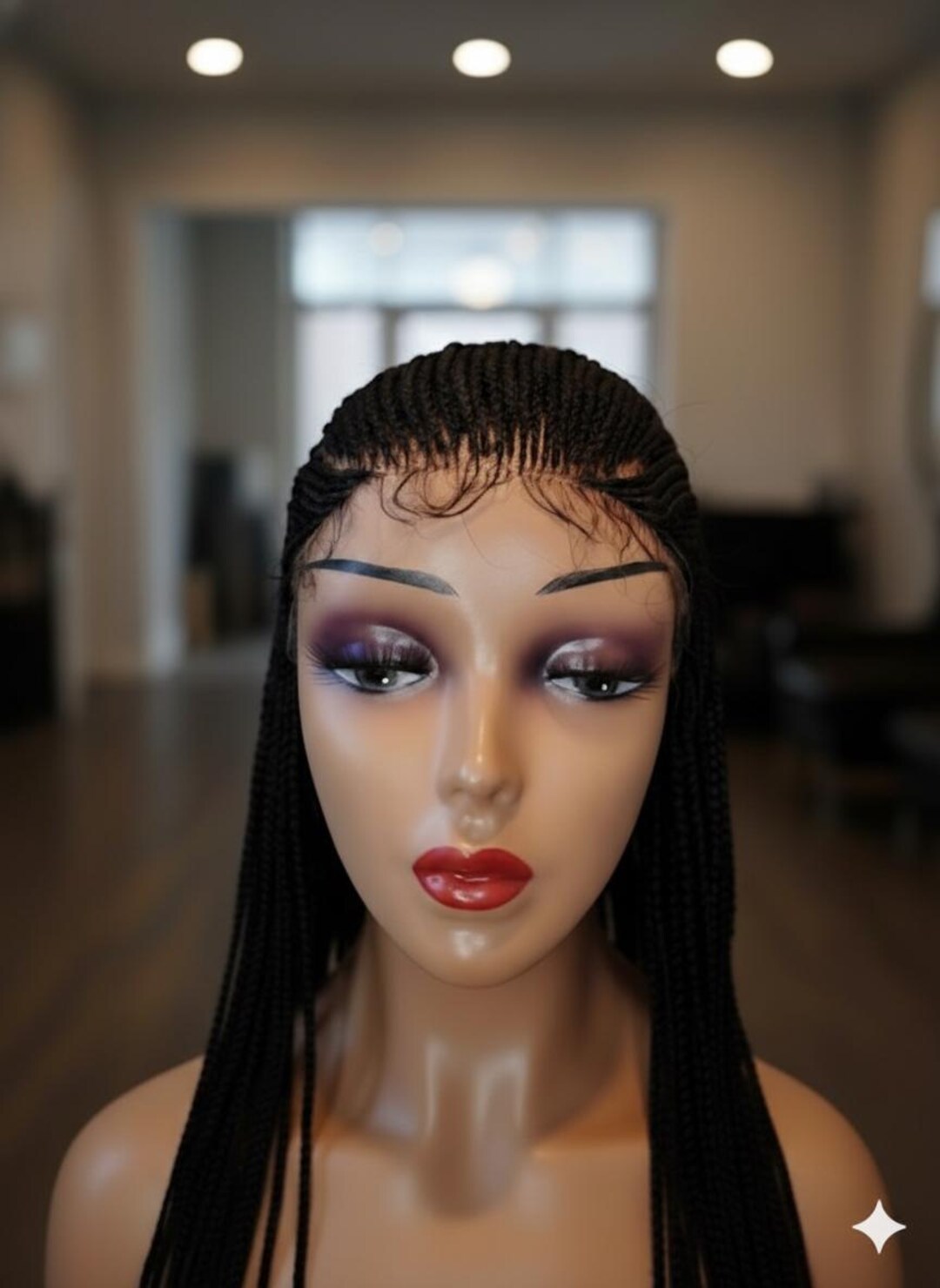 Micro Braids Wig With Lace Front - Natural Finish With Baby Hairs ...