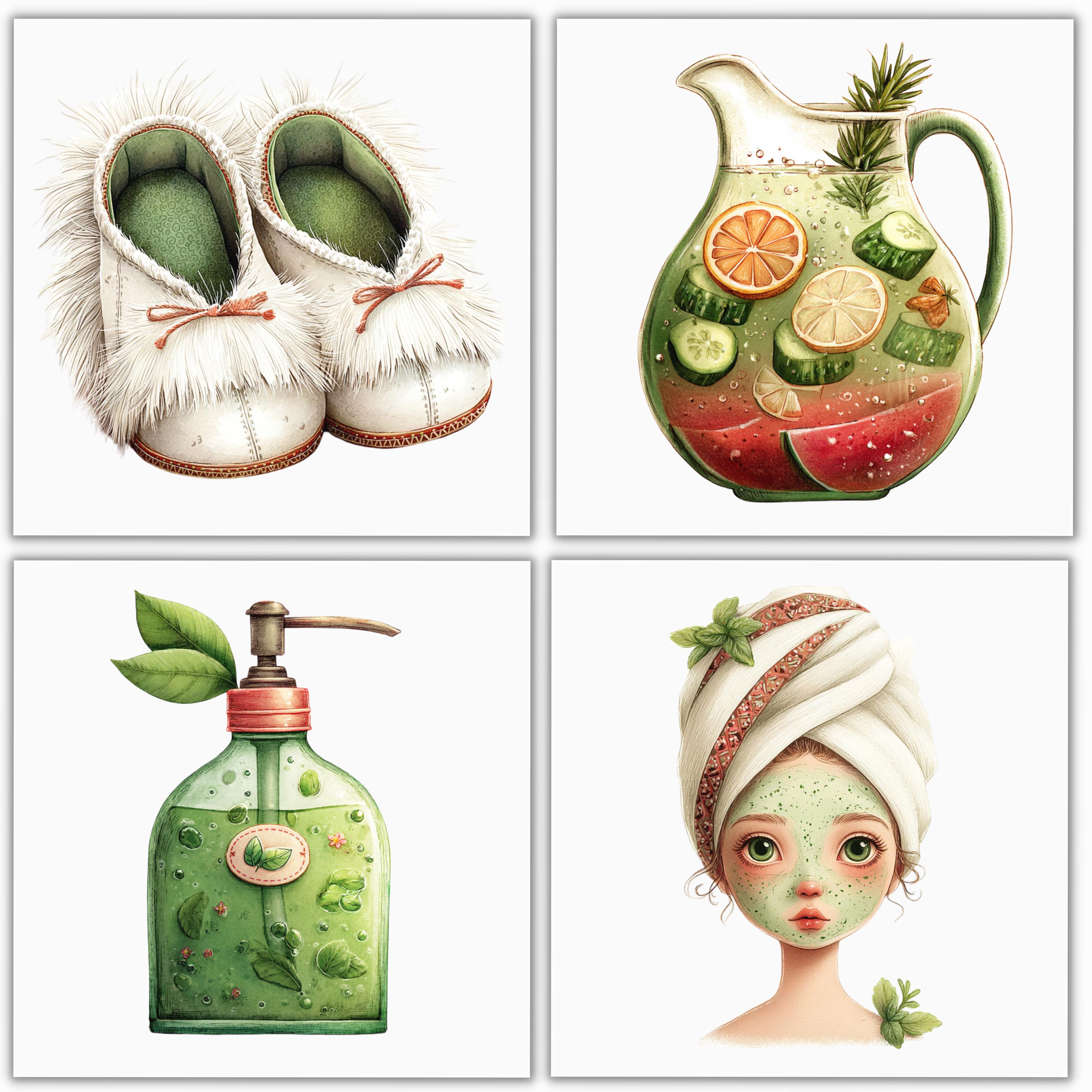 Self-care (green Edition) Clipart: Spa Whimsical Graphics (digital ...