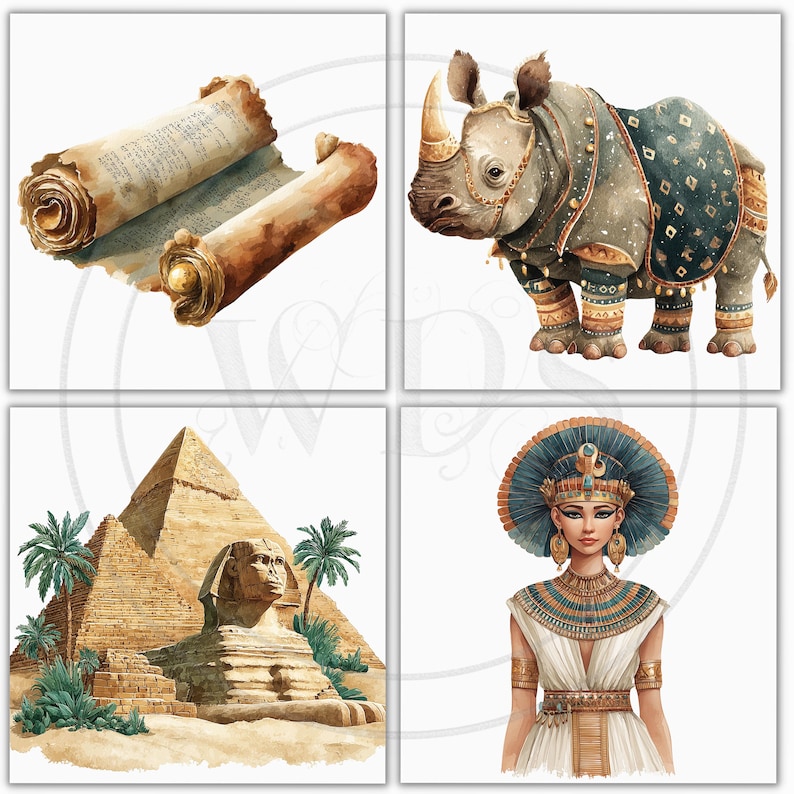 Ancient Egypt Clipart Bundle: Transparetn Pharaohs, Pyramids, Sphinx ...