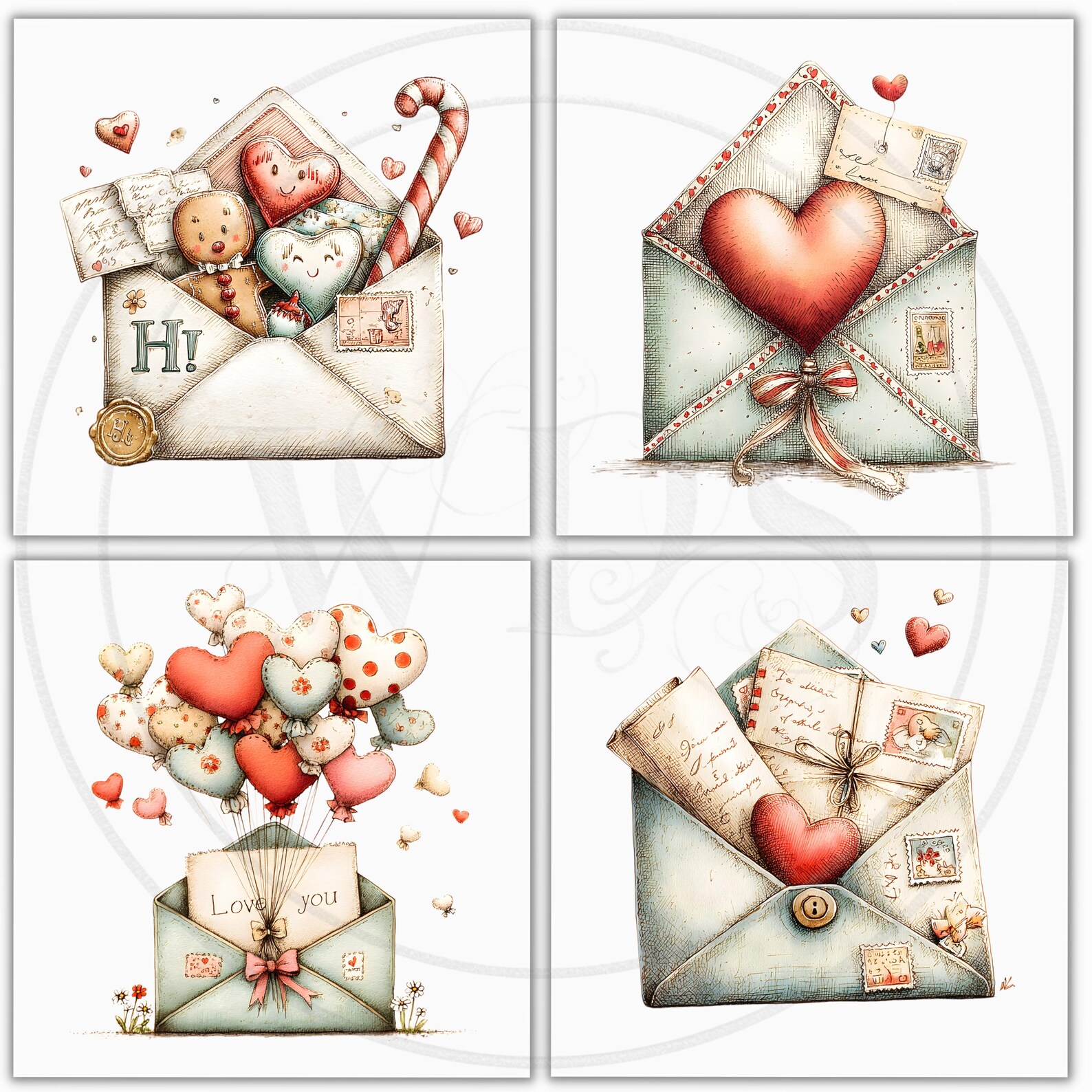 Valentine Letters Clipart: Whimsical PNG Love Graphics (35 Pngs ...