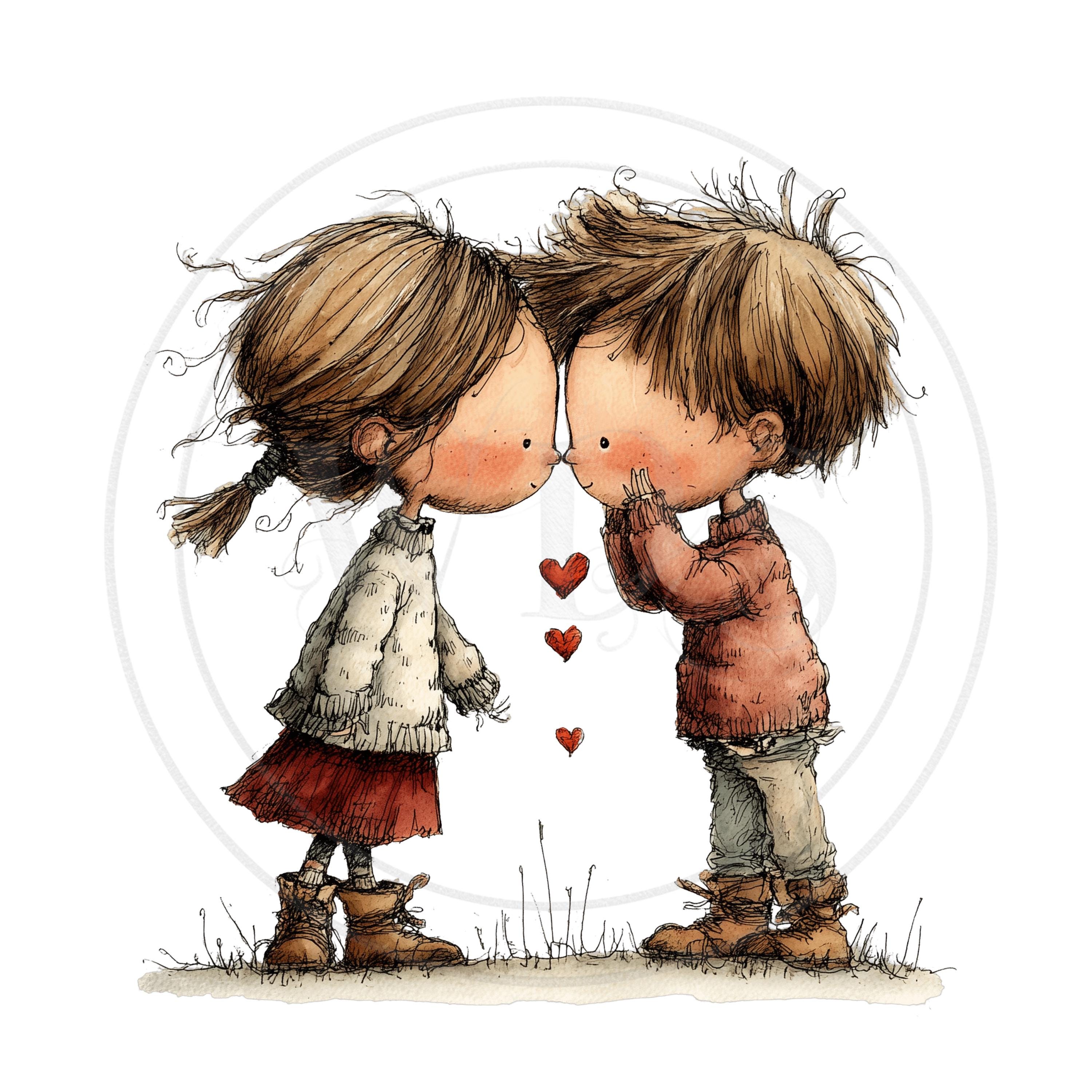 Valentine’s Day Couple Clipart: Romantic Whimsical Graphics of Love ...